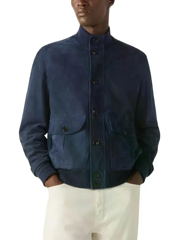 Zegna Suede Blouson Jacket - Blue