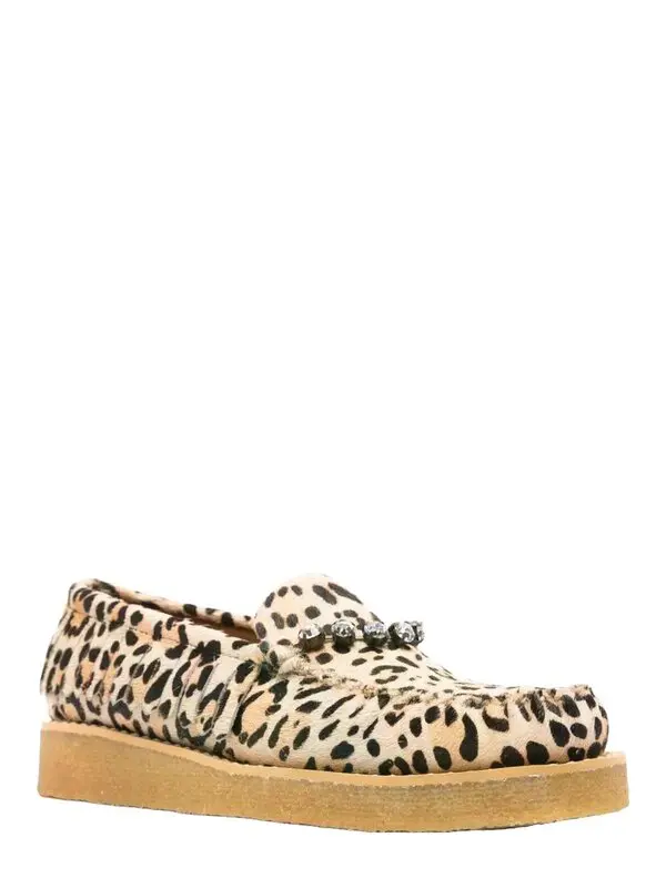 FORTE_FORTE Crystal-embellished Leopard Print Calf Hair Loafers - Brown