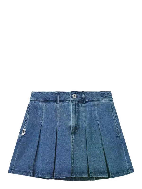 CHOCOOLATE Pleated Denim Mini Skirt - Blue
