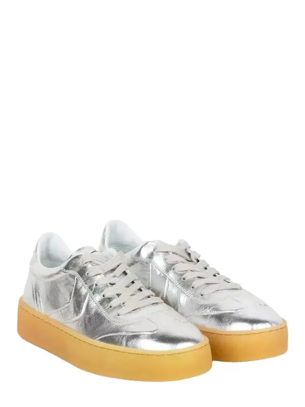 VOILE BLANCHE Leather Lace-up Sneakers - Silver