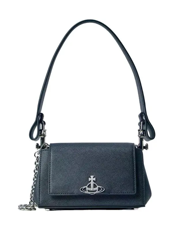 VIVIENNE WESTWOOD Hazel Logo-detail Textured Shoulder Bag - Black