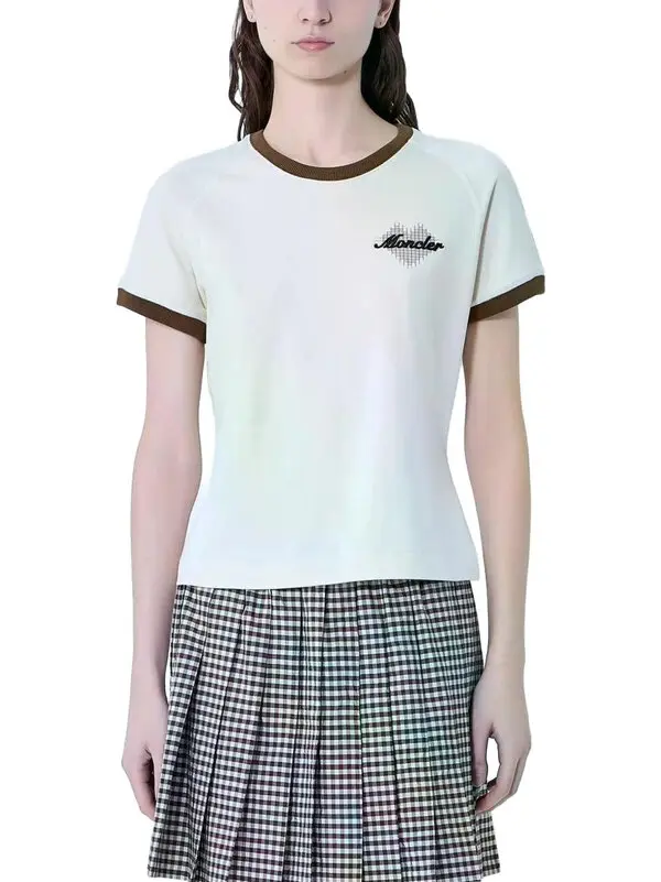 Moncler Embroidered Heart Motif T-shirt - Neutrals
