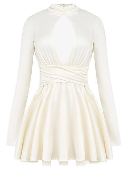 House Of Cb Aryana Bow-embellished Stretch-satin Mini Dress L - Ivory