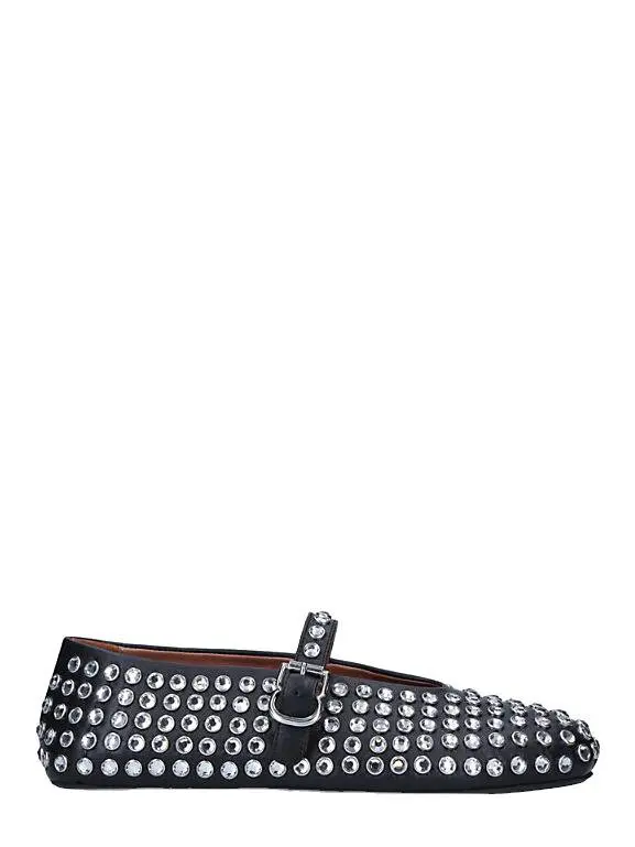 Alaïa Embellished Leather Ballerina Shoes - Black