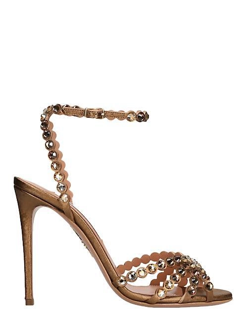 AQUAZZURA Tequila 105 Crystal-embellished Leather Heeled Sandals - Rust
