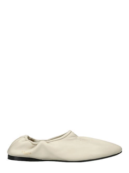Alaïa Ruched Slipper Leather Flats - Bone