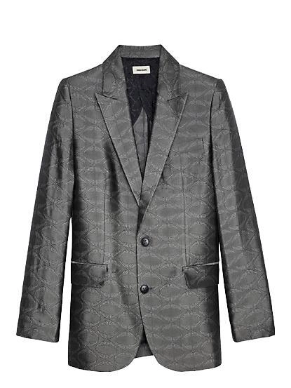 Zadig&Voltaire Vegy Monogram Jacquard Single-breasted Woven Blazer - Anthracite