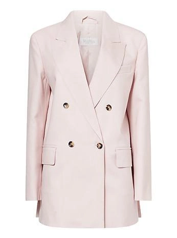 Max Mara Double-breasted Wool-silk Blend Blazer - Beige Pink