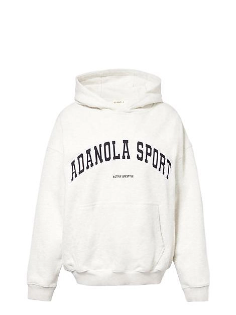 ADANOLA Logo-embroidered Oversized Cotton Hoodie - Light Grey Melange