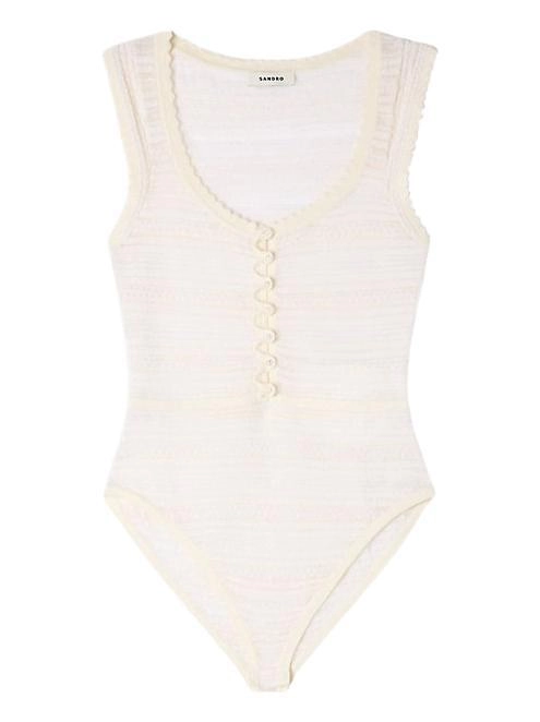Sandro Sleeveless Round Neck Knitted Bodysuit - Ecru