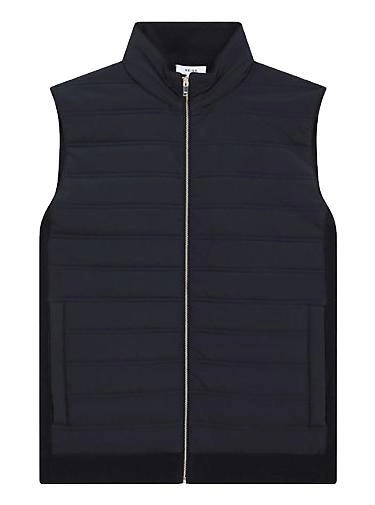 REISS William Padded Pu And Knitted Gilet - Navy