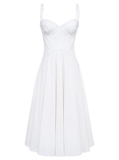 House Of Cb Steffani Floral-print Stretch-cotton Midi Dress - Cloud Dancer