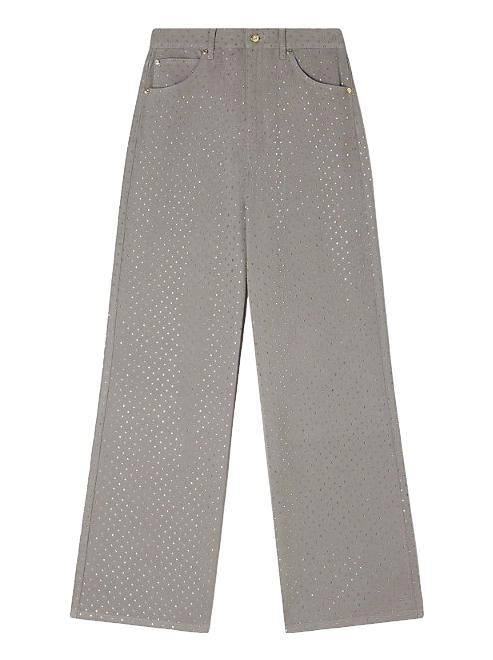 Sandro Diamante-embellished Relaxed-fit Denim Jeans - Grey