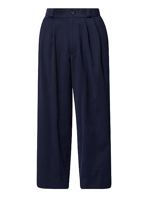 A.PRESSE Wide-leg Brushed Cotton And Silk-blend Trousers - Blue
