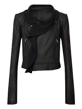 Rick Owens Scarf Biker Leather Jacket - Black