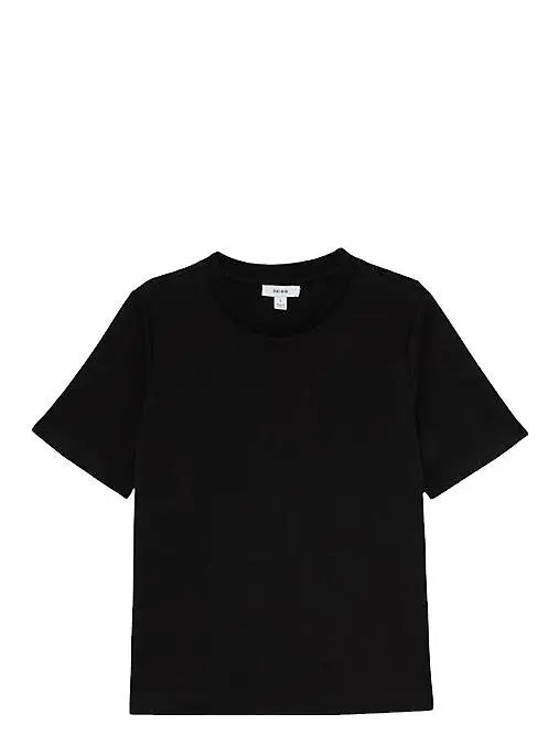 REISS Josie Ribbed Stretch-cotton T-shirt - Black