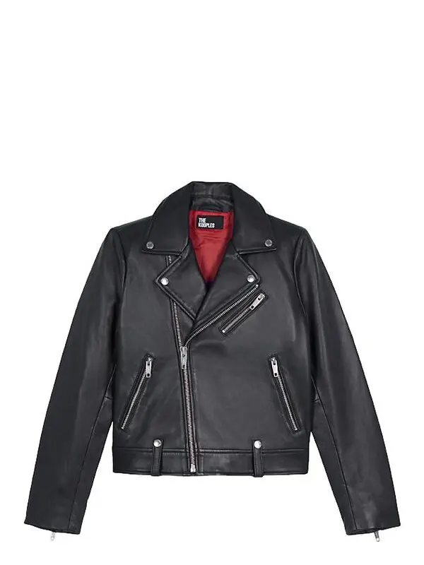 The Kooples Asymmetric-fastened Lambskin-leather Biker Jacket - Black