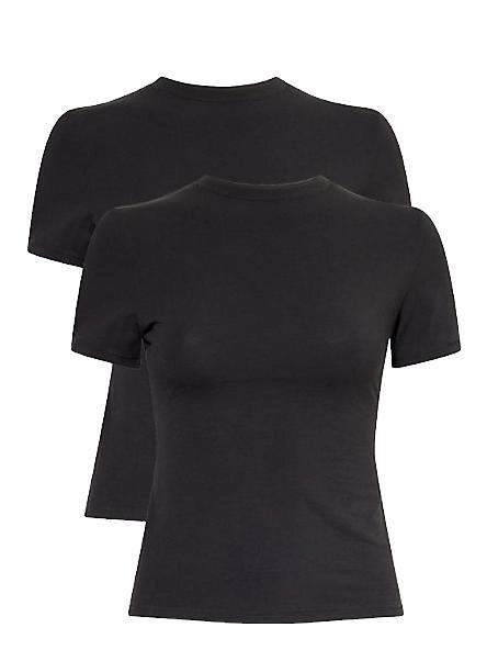 SKIMS Pack Of Two Stretch-cotton T-shirts - Soot