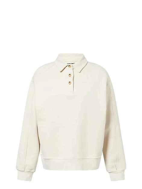 THE COUTURE CLUB Emblem Embroidered Cotton Rugby Polo Sweatshirt - Bone