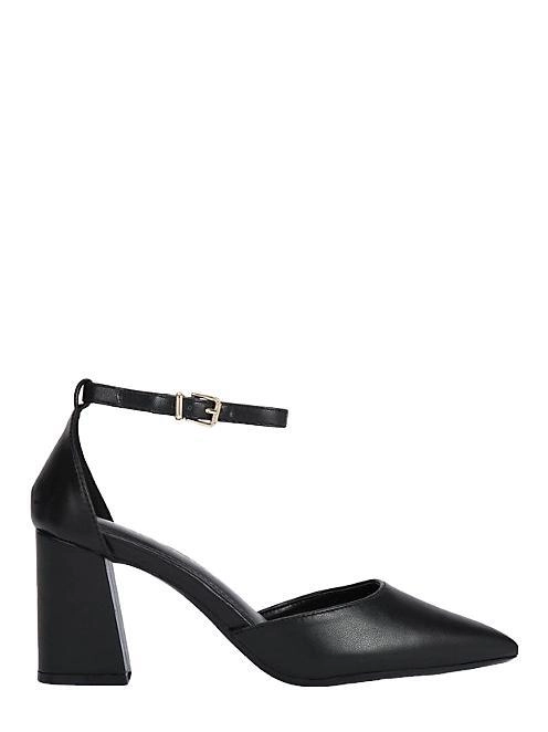 Carvela Faux-leather Pointed Toe Court Shoes With Ankle Buckle - Black