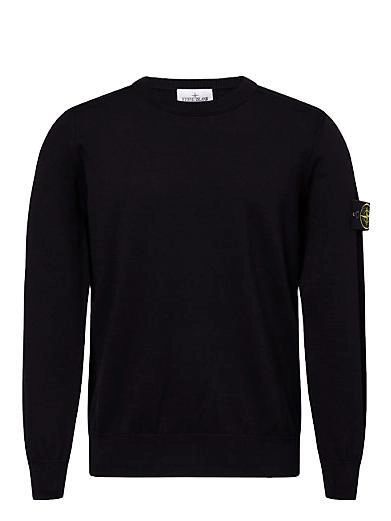 Stone Island Cotton-knit Jumper With Sleeve Badge - Black