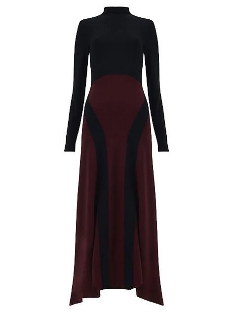 LEEM Patterned High-neck Knitted Maxi Dress - Red