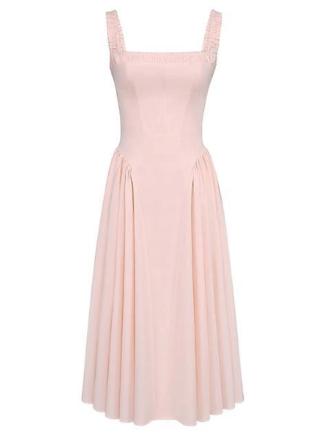 House Of Cb Dorothy Gathered Midi Dress - Veiled Rose