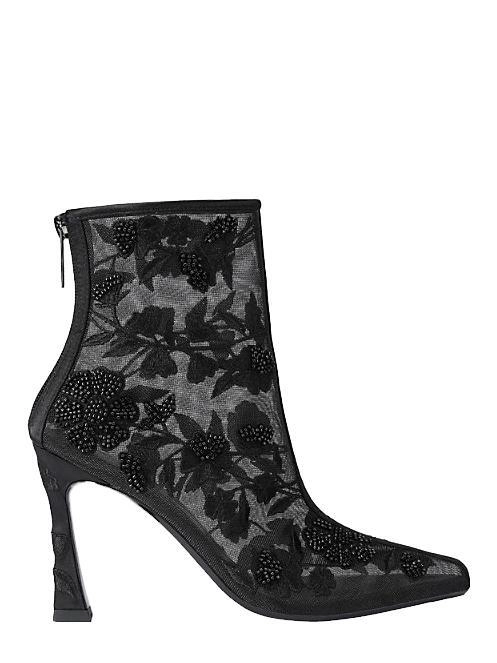 Kurt Geiger Transform Embroidered Woven Heeled Ankle Boots - Black/comb