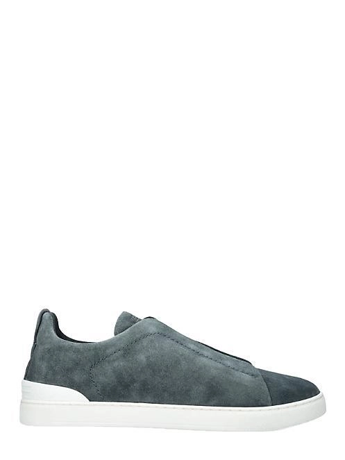 Zegna Triple Stitch Suede Low-top Trainers - Denim