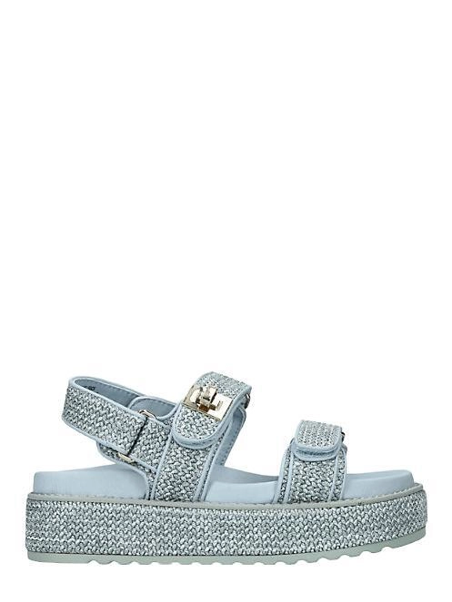 Steve Madden Bigmona Raffia Flat Sandals - Blue