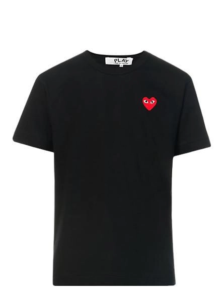 Play Comme Des Garcon Heart Logo-embroidered Cotton-jersey T-shirt - Black