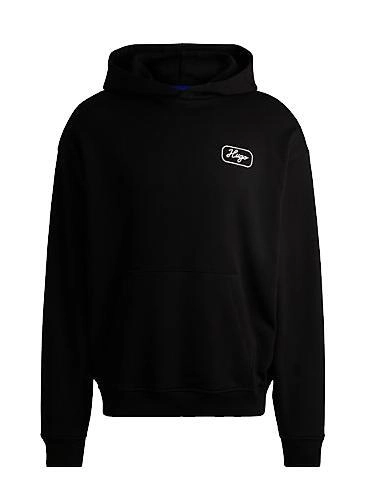 Hugo Brand-embroidered Kangaroo-pocket Cotton-jersey Hoodie - Black