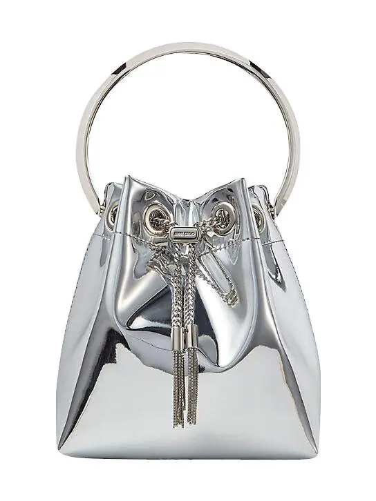 JIMMY CHOO Metallic-woven Drawstring Bag - Silver