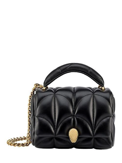 BVLGARI Serpenti Sugarloaf Small Leather Shoulder Bag - Black