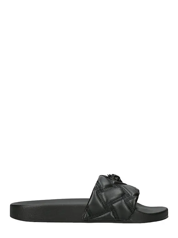 Kurt Geiger Meena Eagle-embellished Faux-leather Flat Sandals - Black