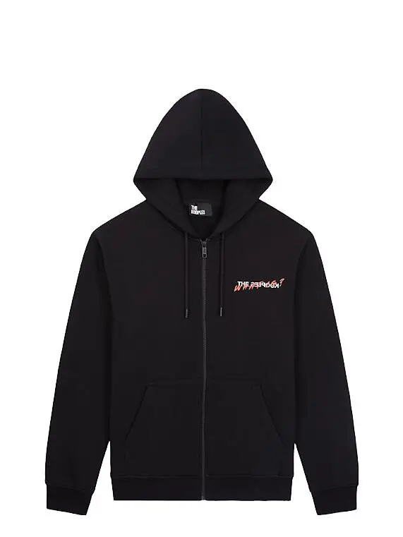 The Kooples Logo-print Zip-up Cotton Hoodie - Black