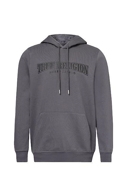 True Religion Painted Embossed Brand-print Regular-fit Cotton-blend Hoodie - Iron Gate