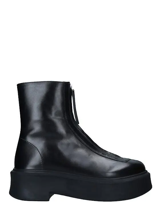 THE ROW Zipped Chunky-sole Leather Ankle Boots - Black