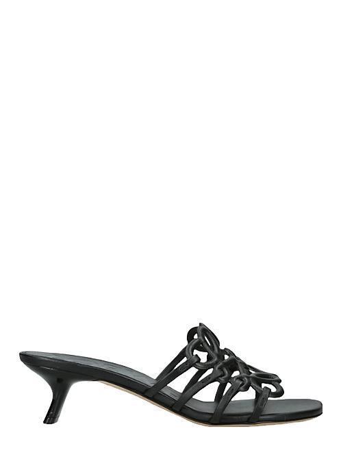 Loewe Petal Anagram 45 Leather Heeled Slides - Black