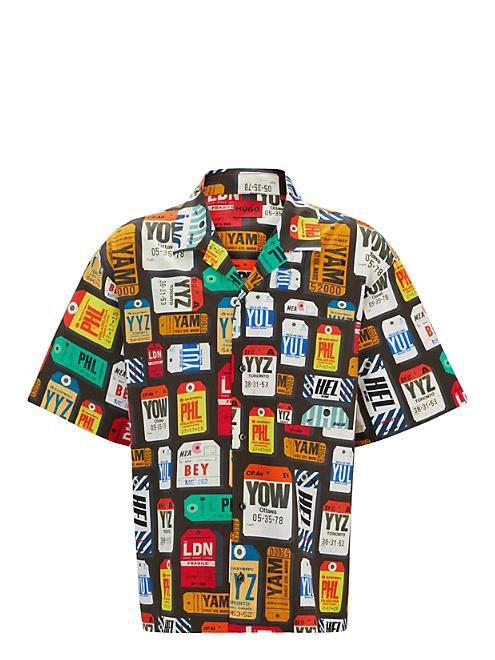 Hugo Logo-print Short-sleeve Cotton Shirt - Open Pink