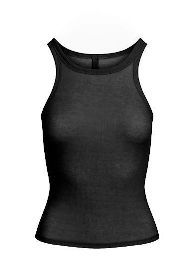 SKIMS Sheer Rib Cotton-blend Tank Top - Soot