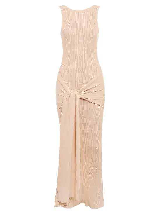 House Of Cb Akaia Draped Silky Knit Maxi Dress - Champagne