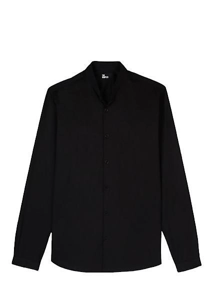 The Kooples Stand-collar Regular-fit Cotton-twill Shirt - Black