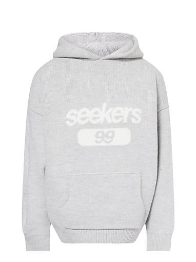 SISTERS & SEEKERS Seekers 99 Relaxed-fit Knitted Hoodie - Soft Grey