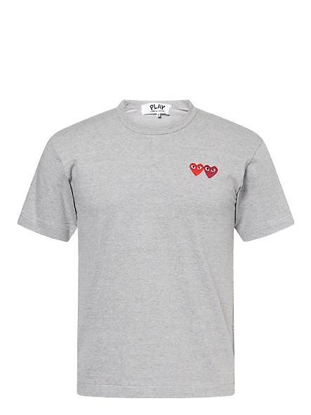 Play Comme Des Garcon Heart-embroidered Cotton-jersey T-shirt - Grey