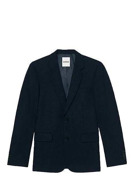 Sandro Single-breasted Wool Blazer - Bleus