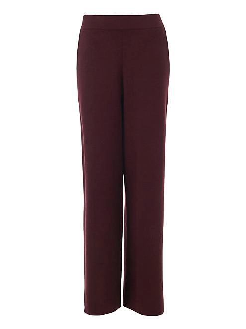LEEM Wide-leg High-rise Knitted Trousers - Red