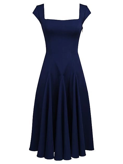 House Of Cb Lace-back Twill Midi Dress - Navy