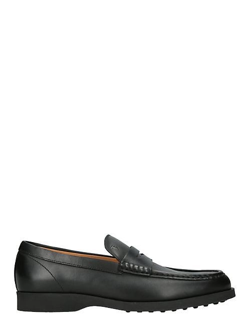 TOD'S Penny Detail Leather Loafers - Black