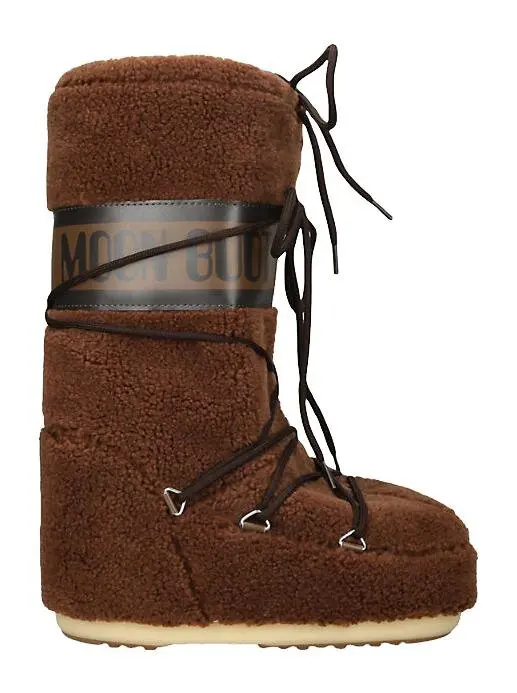 Moon Boot Icon High Fleece Lace-up Boots - Brown